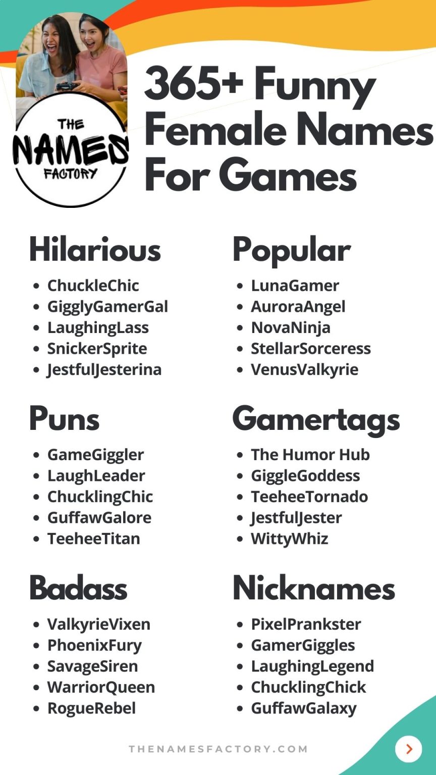 365 Funny Female Names For Games For Gaming Giggles
