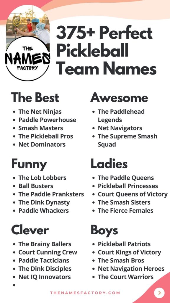 375+ Pickleball Team Names for Fun on the Court
