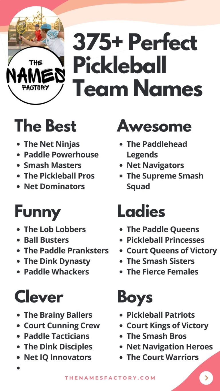 375+ Pickleball Team Names for Fun on the Court